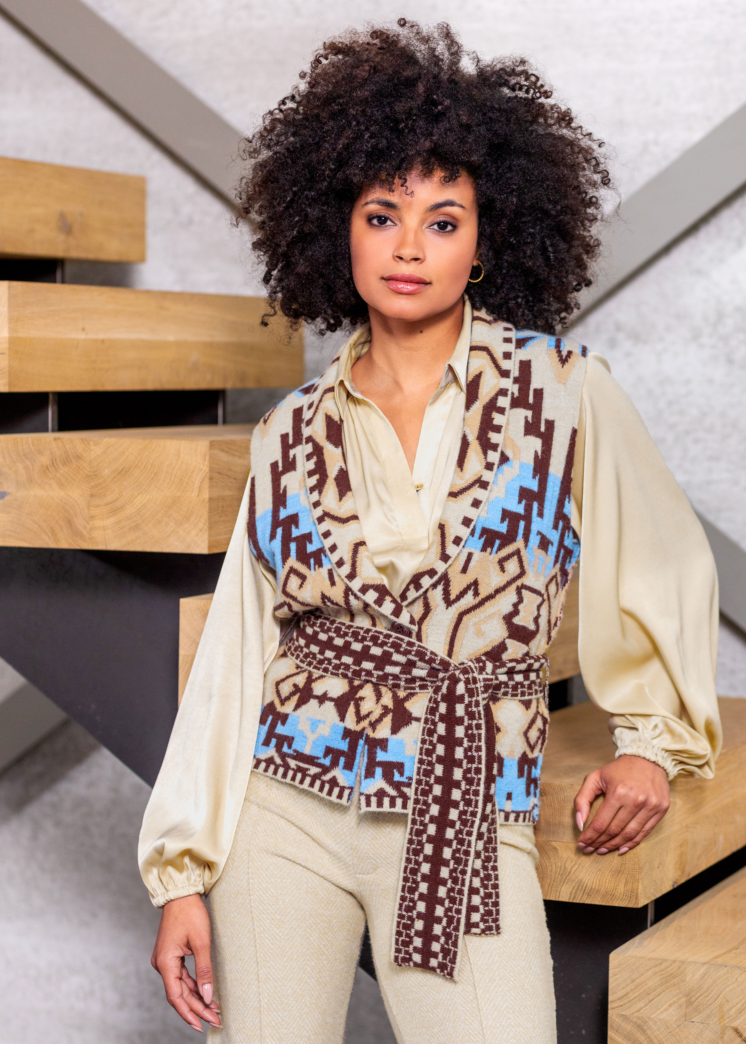 Waistcoat Ikat Jacquard | 009991 - Print Neutrals | XS | 52942